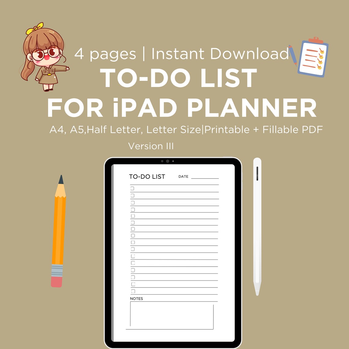 To Do List for iPad Planner,dark Mode to Do List Page, Undated to Do ...