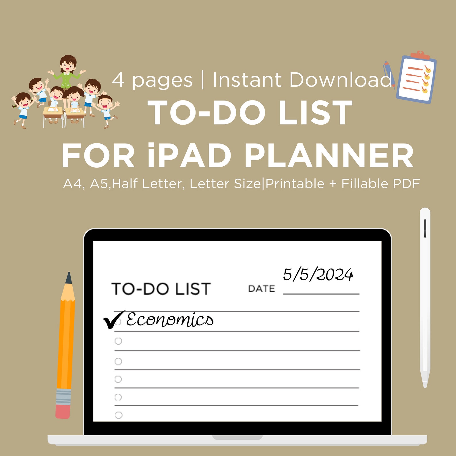To Do List for iPad Planner,dark Mode to Do List Page, Undated to Do ...