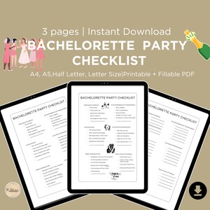 Bachelorette Party Check List|pdf & PNG | A4, A5, Half Letter,letter ...
