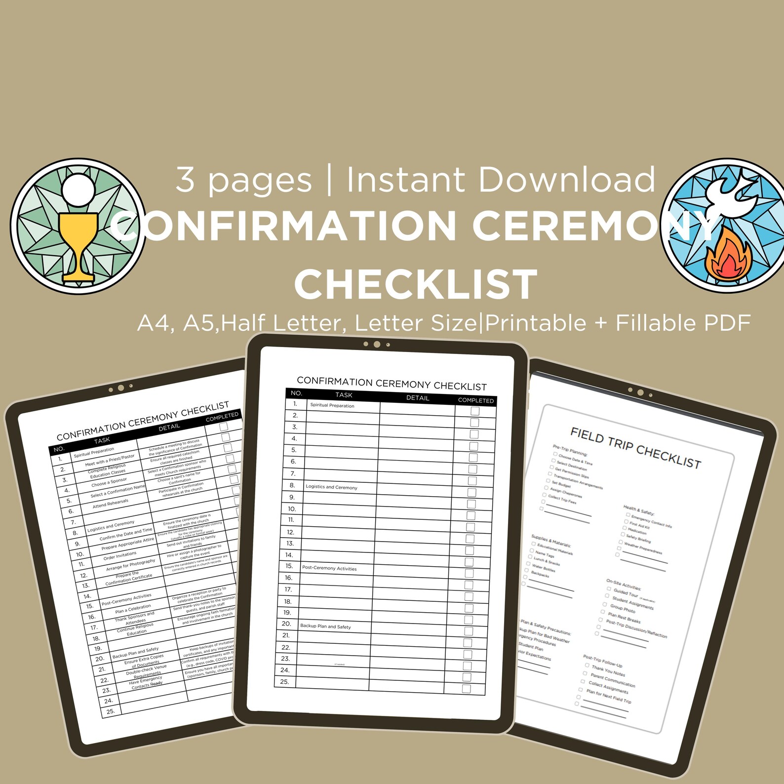 Confirmation Ceremony Checklist | PDF & PNG | A4, A5, Half Letter ...