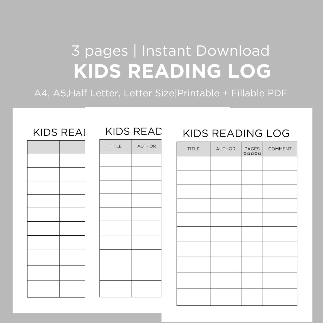 Kids Reading Log Printable, Reading Tracker Journal, Books to Print ...