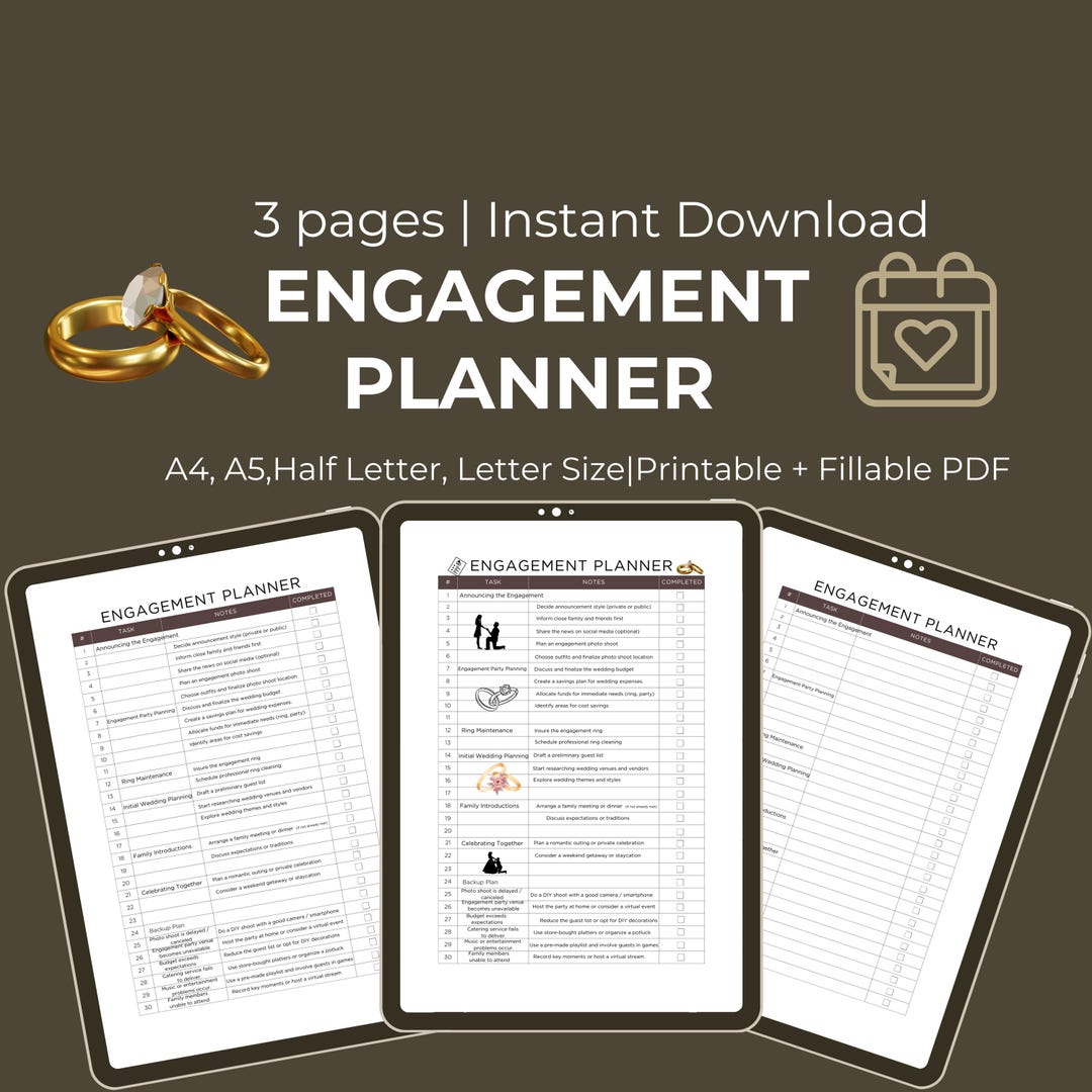 Engagement Planner Printable| Engagement Party| Engagement Paper ...