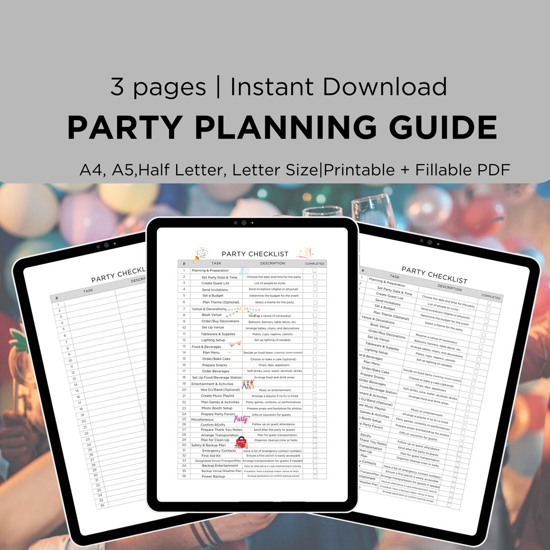 Party Planning Guide,printable Checklist,party Planning,event Checklist ...