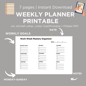 Weekly Planner Printable, Dark Mode to Do List, Dark Mode Template ...