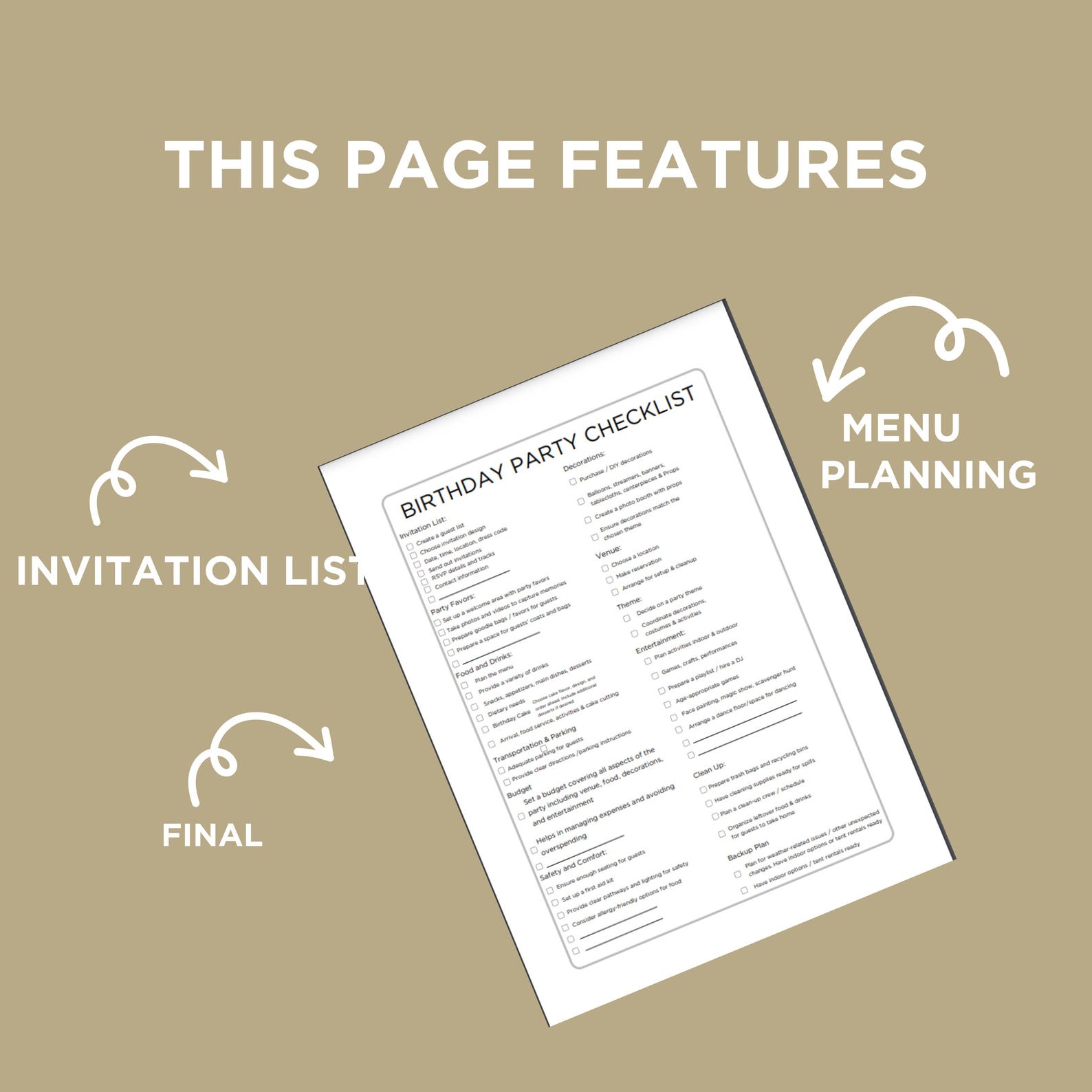 Birthday Party Checklist,birthday Checklist, Checklist Planner,event ...