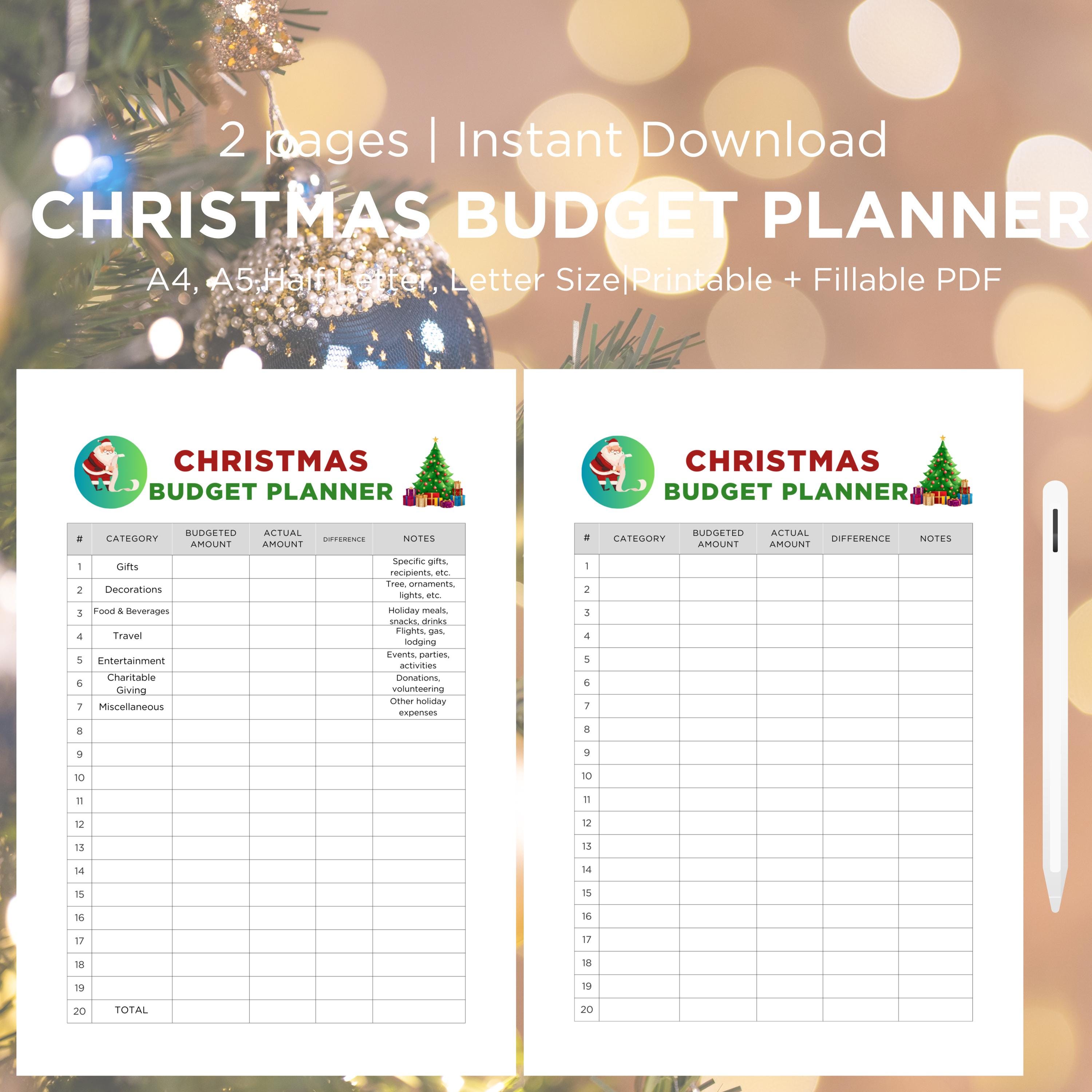 Christmas Budget Planner, Christmas Budget Tracker, Christmas Budget ...