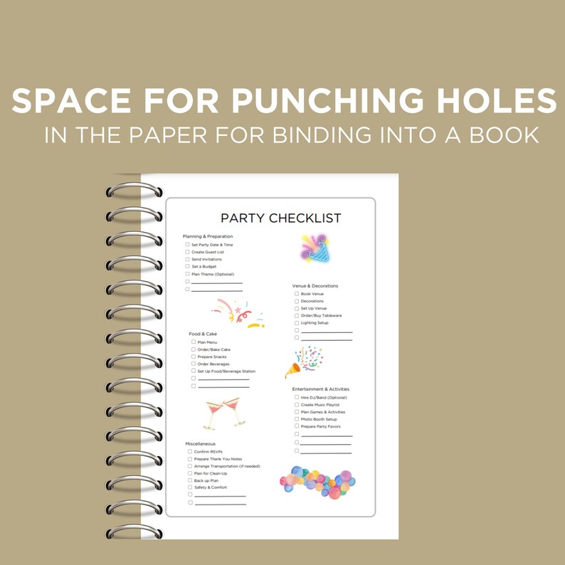 Party Checklist, Party Planning|pdf & PNG | A4, A5, Half Letter,letter ...