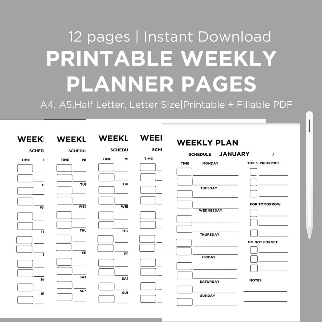 Printable Weekly Planner Pages,todo List Printable,minimal to Do List ...