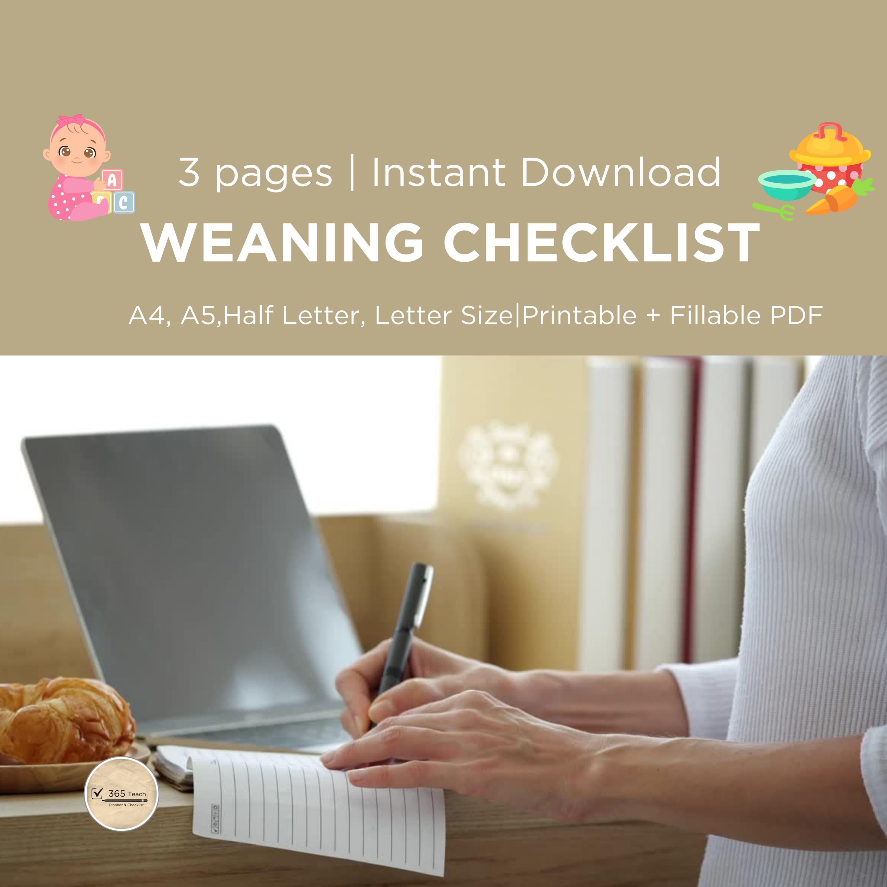 Weaning Checklist| PDF & PNG | A4, A5, Half Letter,letter Sizes | Non ...