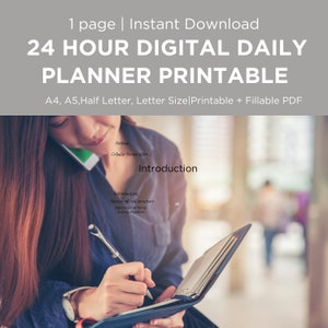 24 Hour Digital Daily Planner Printable for Goodnotes PDF & PNG A4, A5 ...