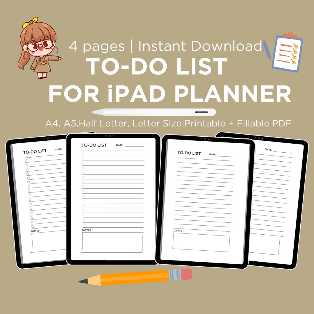 To Do List for iPad Planner,dark Mode to Do List Page, Undated to Do ...