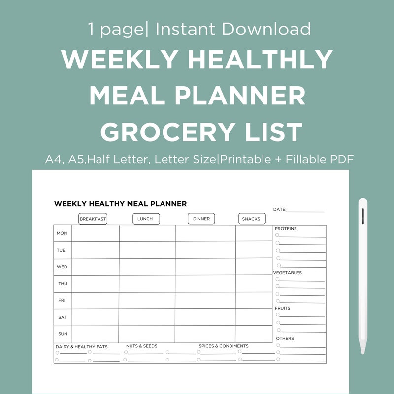 Healthy Grocery List - Etsy