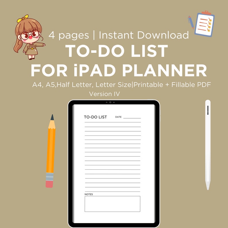 To Do List for iPad Planner,dark Mode to Do List Page, Undated to Do ...