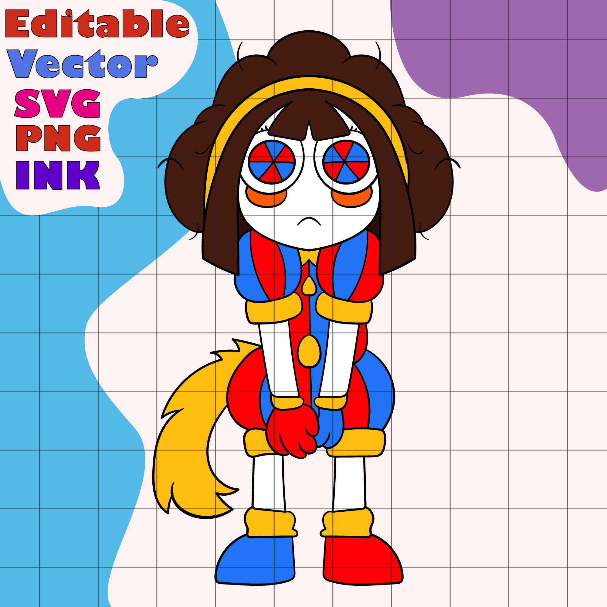 Pomni From the Amazing Digital Circus Pomni Coloring Page, SVG, INK ...