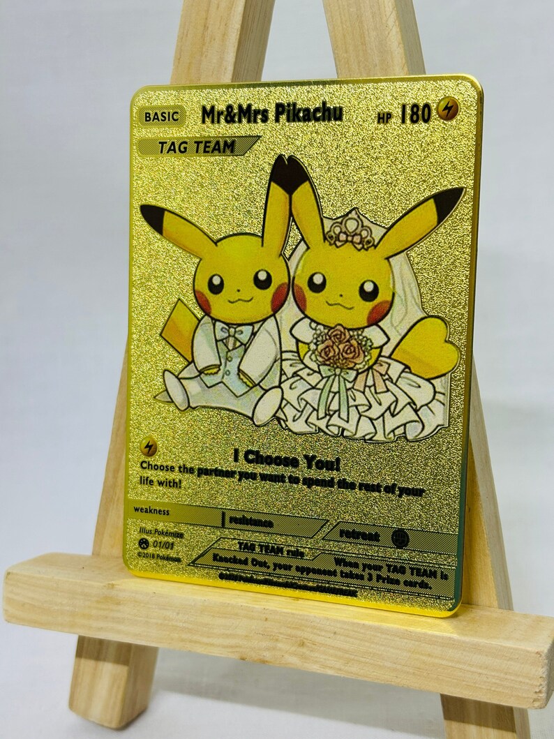 Mr and Mrs Pikachu Wedding Pikachu Husband and Wife Gold Metal Pokemon ...