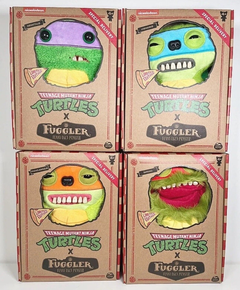 Complete Set of 4 TMNT Fuggler Teenage Mutant Ninja Turtles Limited ...