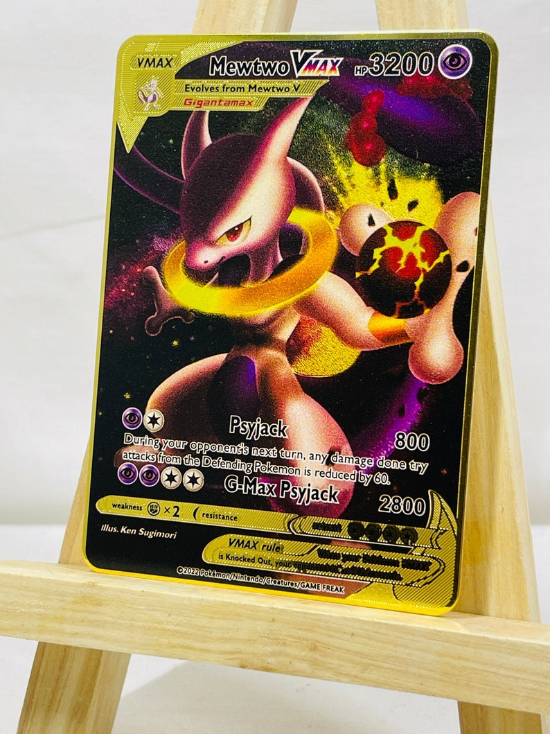 Mewtwo VMAX 3200HP Gold Metal Pokemon Tribute Card - Etsy