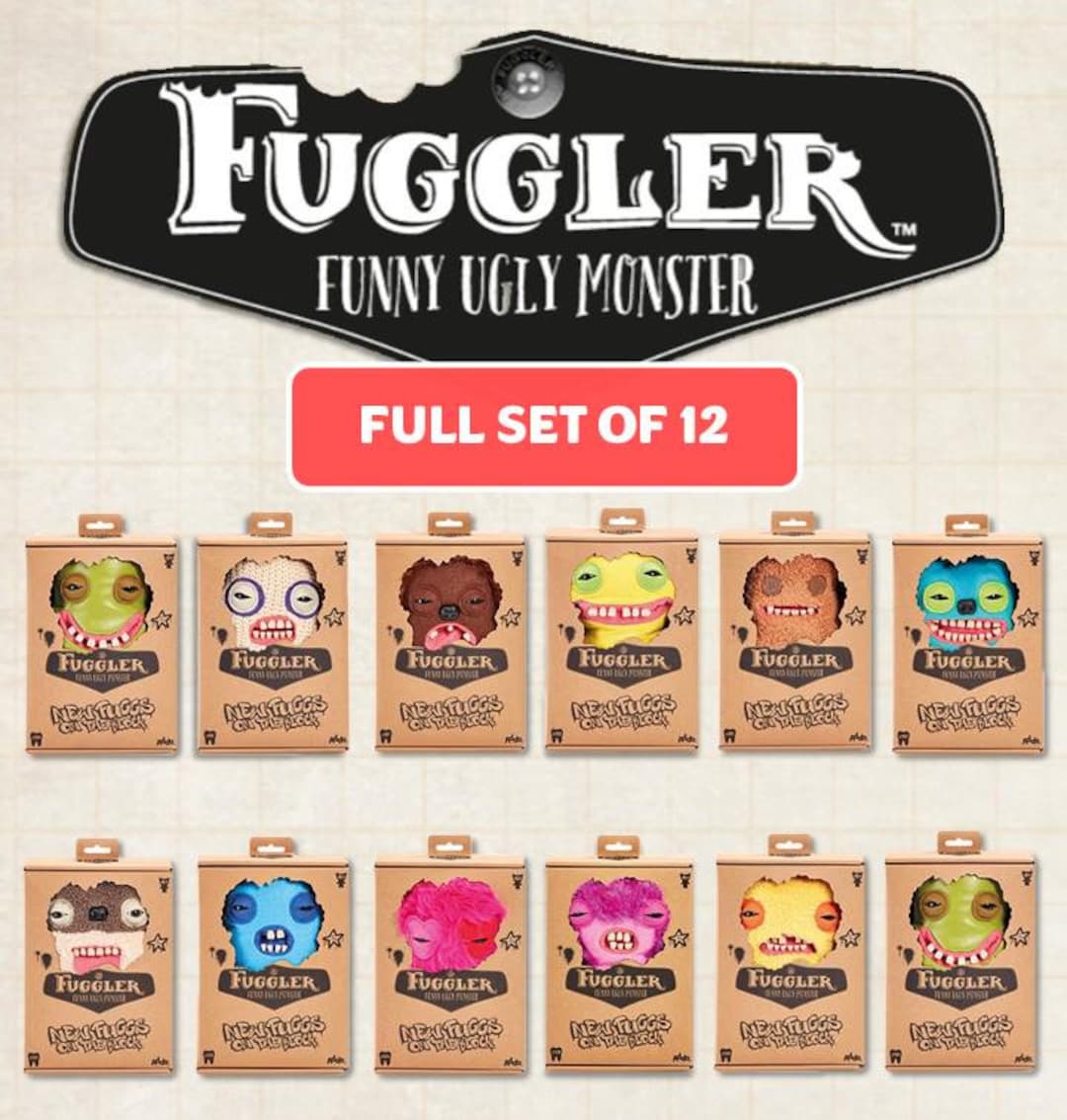 Complete Set of 12 Fugglers 2024 New Fuggs on the Block Funny Ugly ...