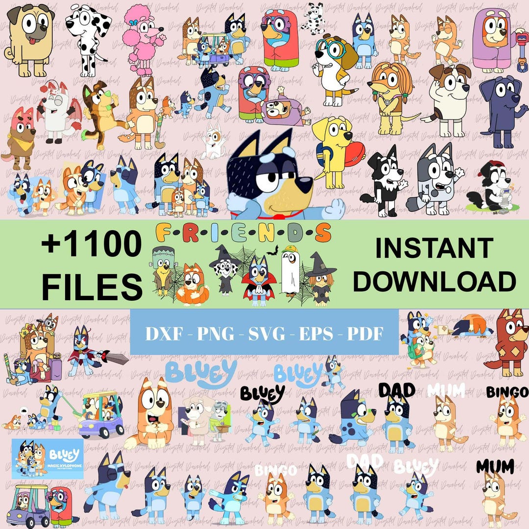 1100+ Bluey and Bingo Halloween Fall Png Bundle, Bluey Dog Bundle ...