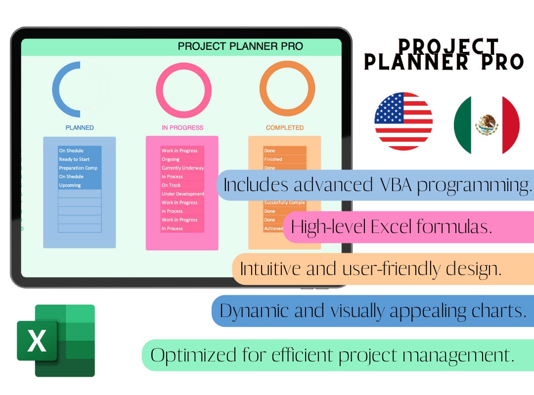 PLANIFICADOR DE PROYECTOS PRO Excel - Etsy España