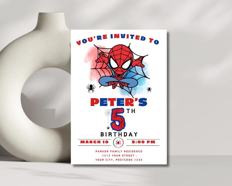 Editable Spiderman Birthday Invitation Spiderman Party Invite Instant ...