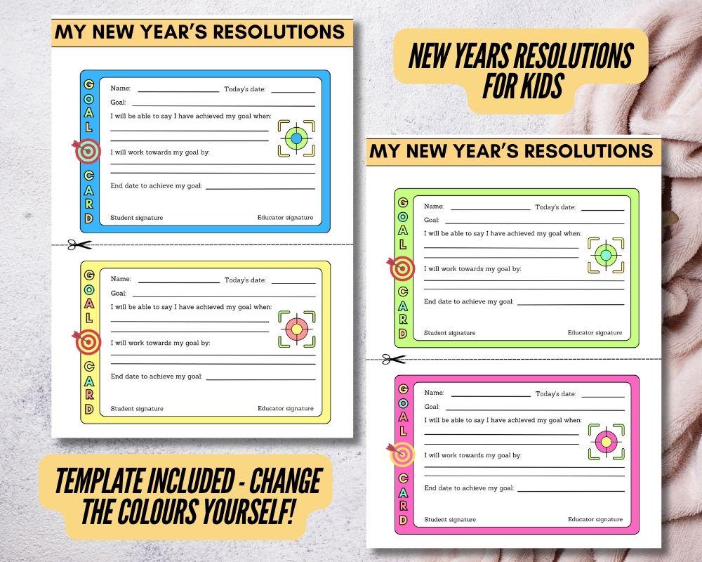 Editable 2025 New Year’s Resolutions Template for Kids Goal Setting ...