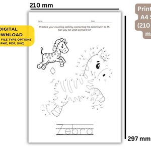 Animal Dot-to-dot Worksheet: Kids Activity Book (PDF Printable) - Etsy