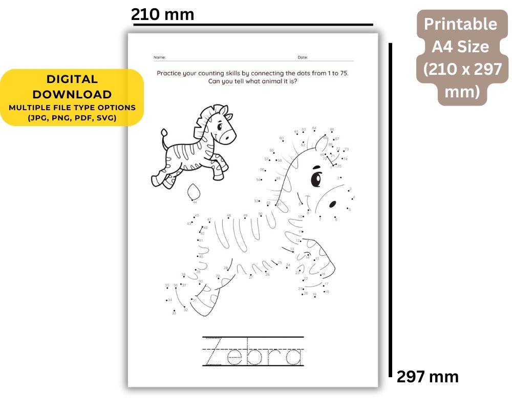 Animal Dot-to-dot Worksheet: Kids Activity Book (PDF Printable) - Etsy