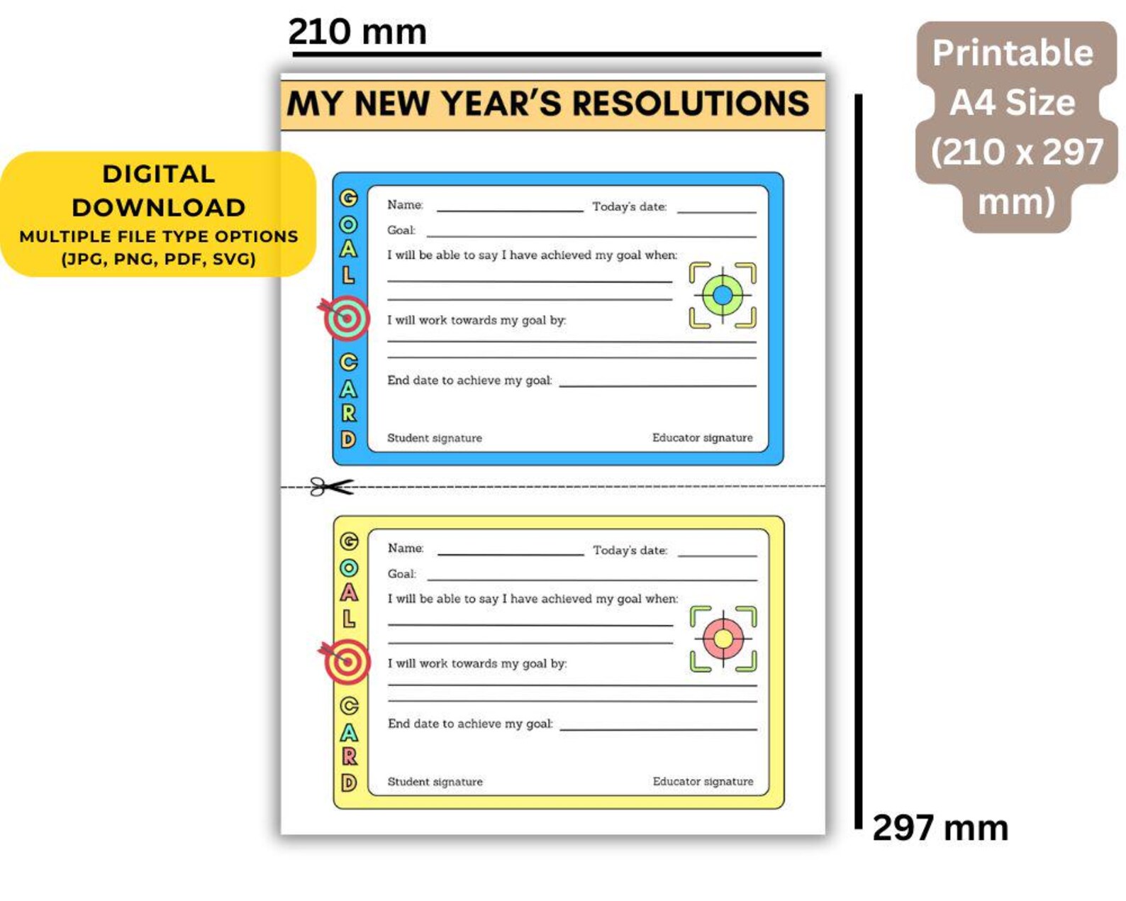 Editable 2025 New Year’s Resolutions Template for Kids Goal Setting ...