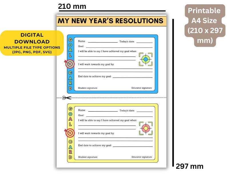 Editable 2025 New Year’s Resolutions Template for Kids Goal Setting ...