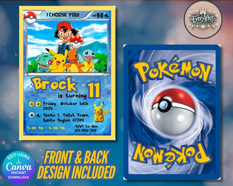 Editable Pokemon Birthday Invitation Printable Pikachu Invite Pokemon ...