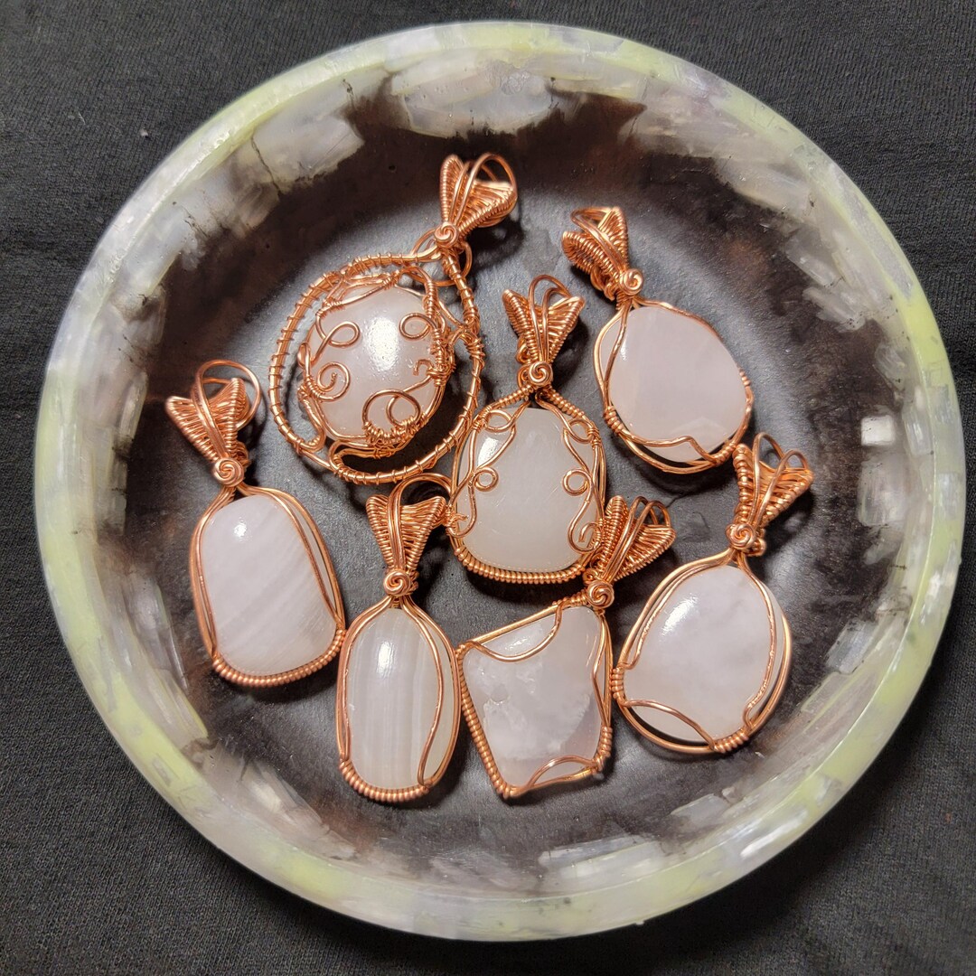 Pink Calicite Wrapped in Copper - Etsy