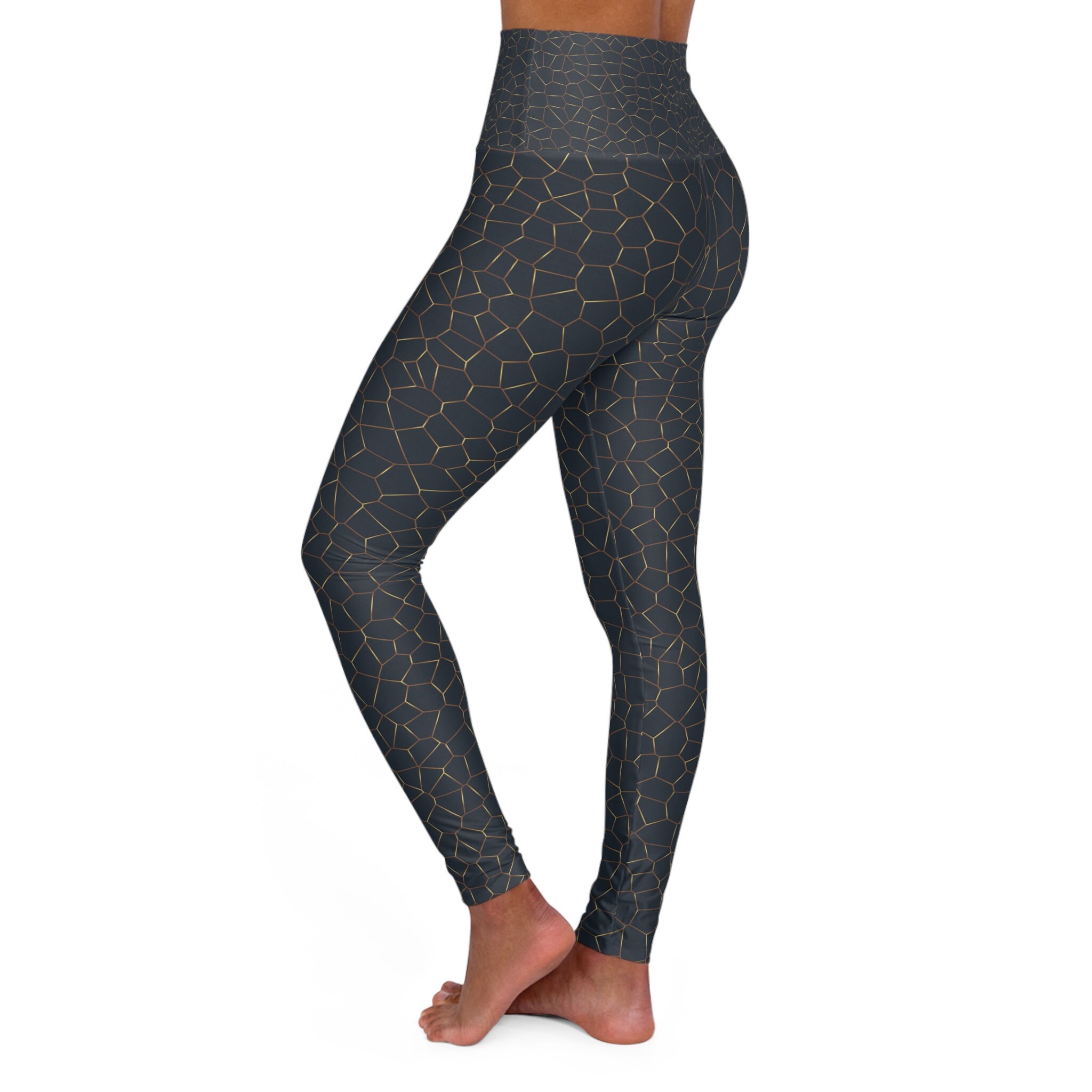Gold Grout High Waisted Yoga Leggings AOP - Etsy