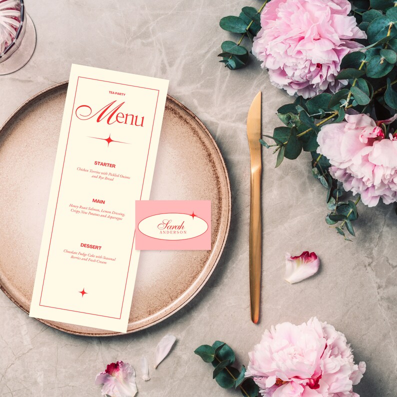 Editable Vintage Tea Party Menu Template, Editable Invitation, Retro ...