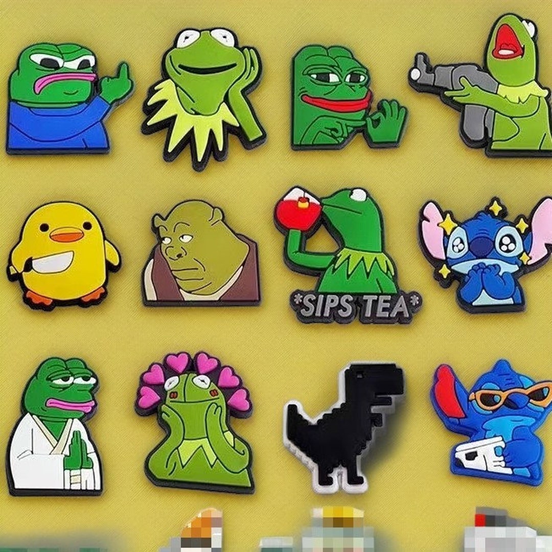 Y2k Cute Frog Memes Croc Shoe Charms Set, TV Show Animals Croc Jibbitz ...
