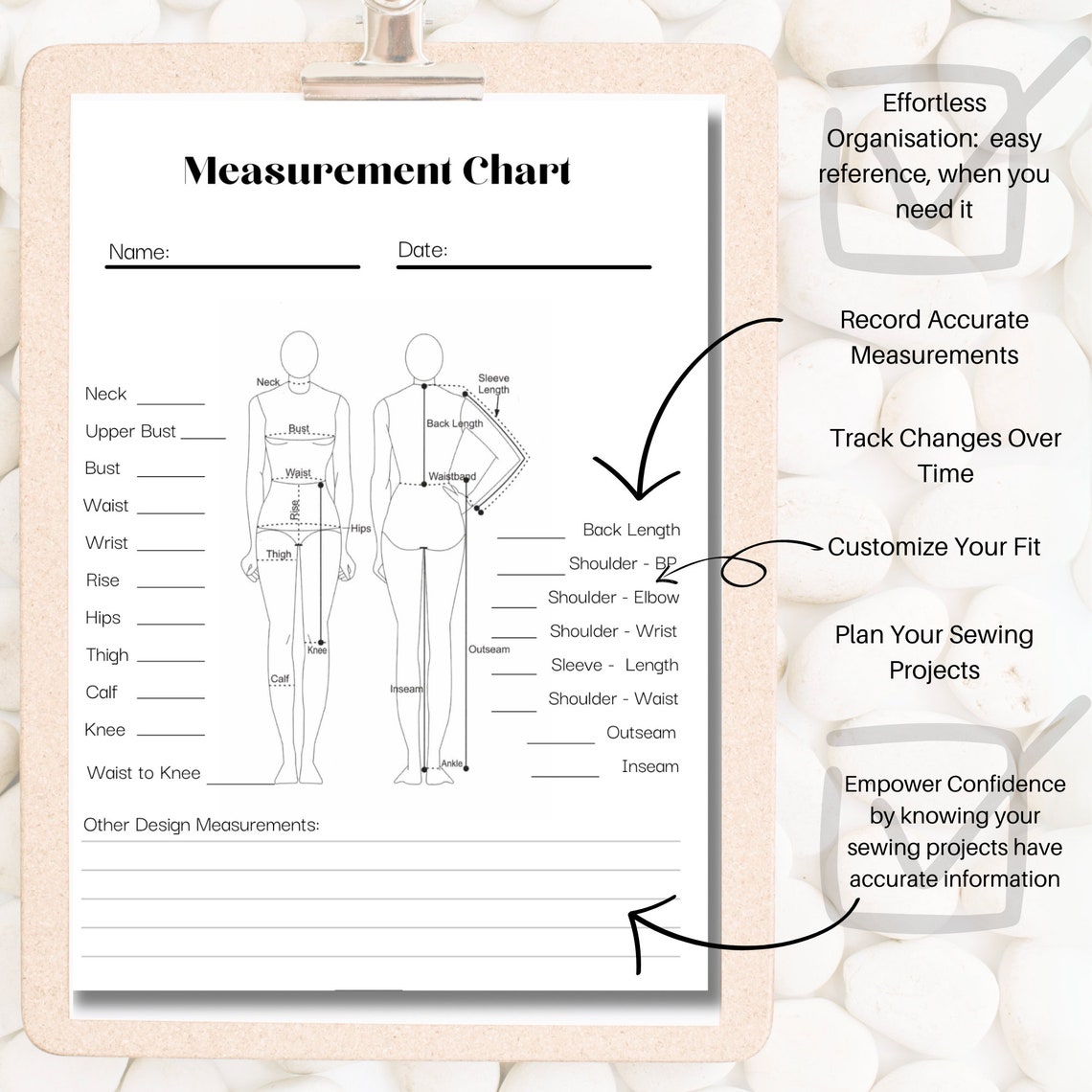 Sewing Body Measurement Template | Sewing Record | Apparel Design ...
