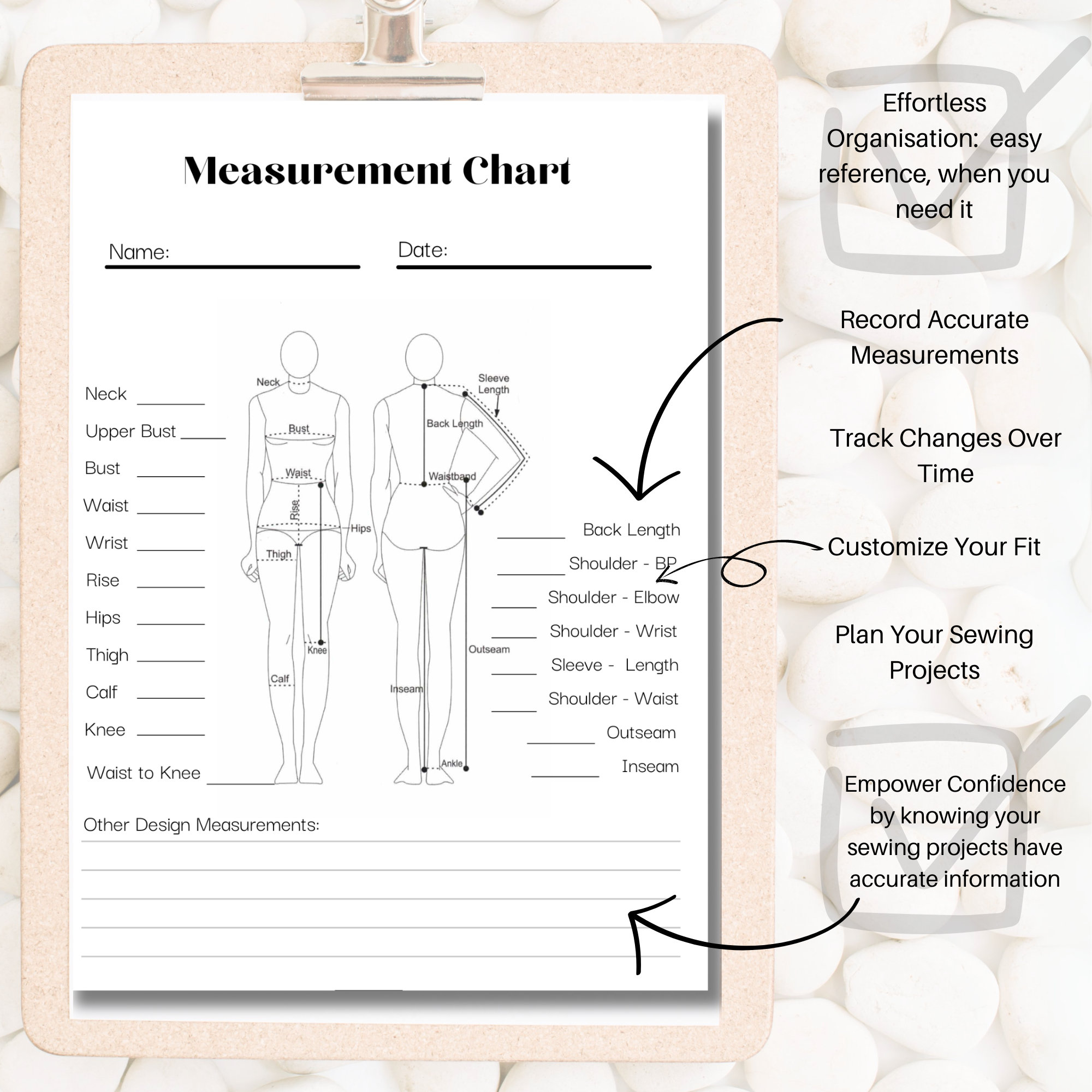 Sewing Body Measurement Template | Sewing Record | Apparel Design ...