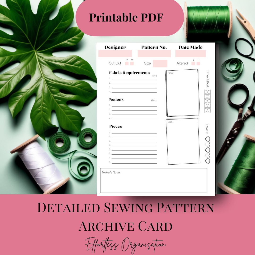 Unique Sewing Pattern Storage PDF Template & Printable Archive - Etsy