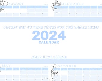 2024 Aesthetic Digital Calendar Blue - Etsy