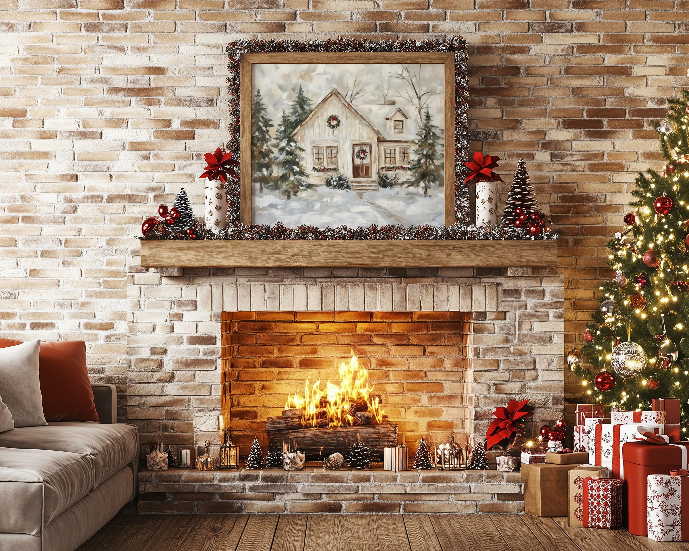 Magical Snowy Winter Cottage Painting, Digital Printable Download ...
