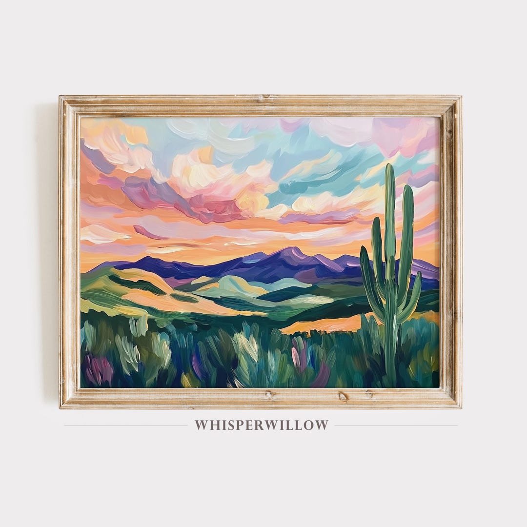 Southwestern Desert Sunset Landscape Digital Painting, PRINTABLE ...