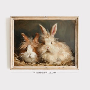 Angora Rabbits Vintage Animal Painting, Digital Printable Download ...