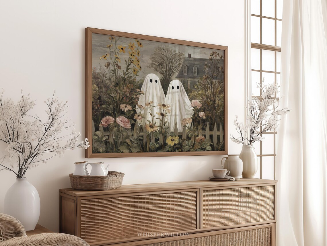 Vintage Ghosts Country Garden, Digital PRINTABLE Download, Halloween ...