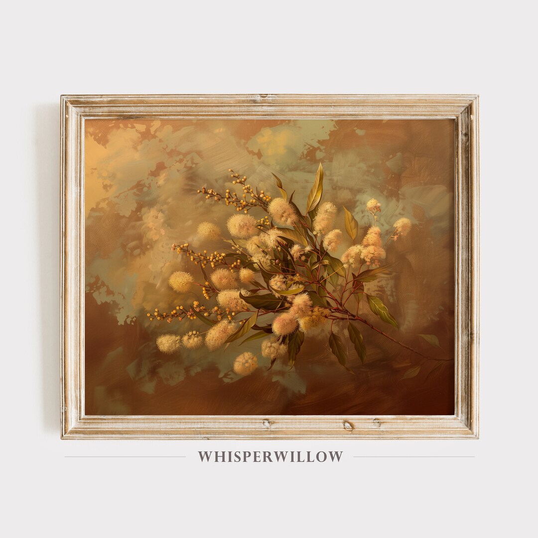 Elegant Mimosa Blooms Still Life Digital Painting, PRINTABLE Download ...