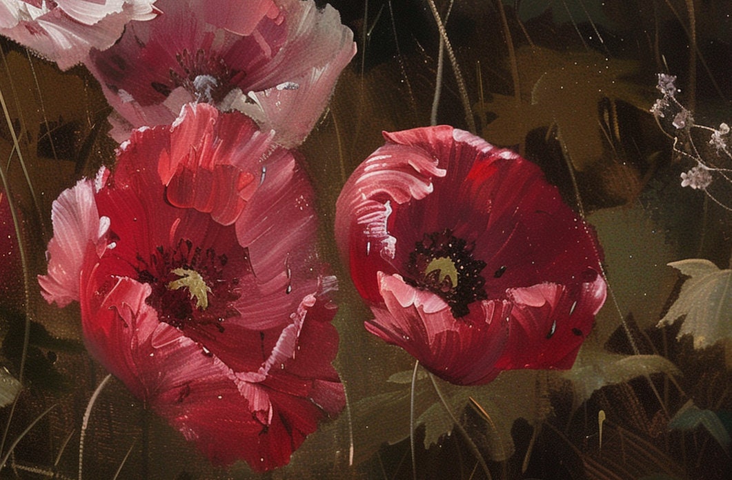 Colorful Poppies Vintage Painting, PRINTABLE Digital Download Print ...