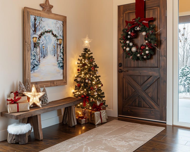 Charming Winter Snowy Lights Path Painting, Digital Printable Download ...