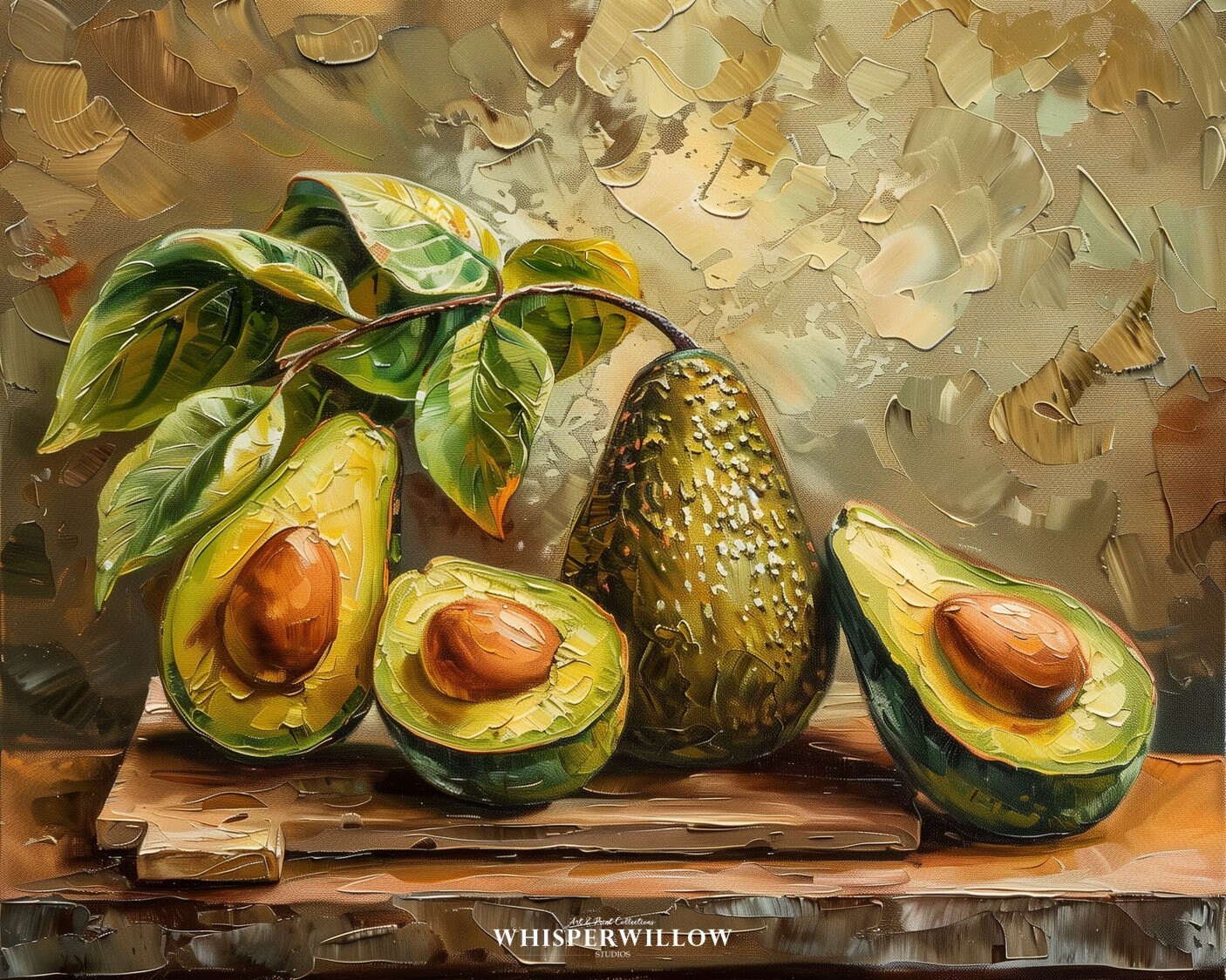 Avocado Still Life Vintage Oil Painting, Digital Printable Art, Kitchen ...