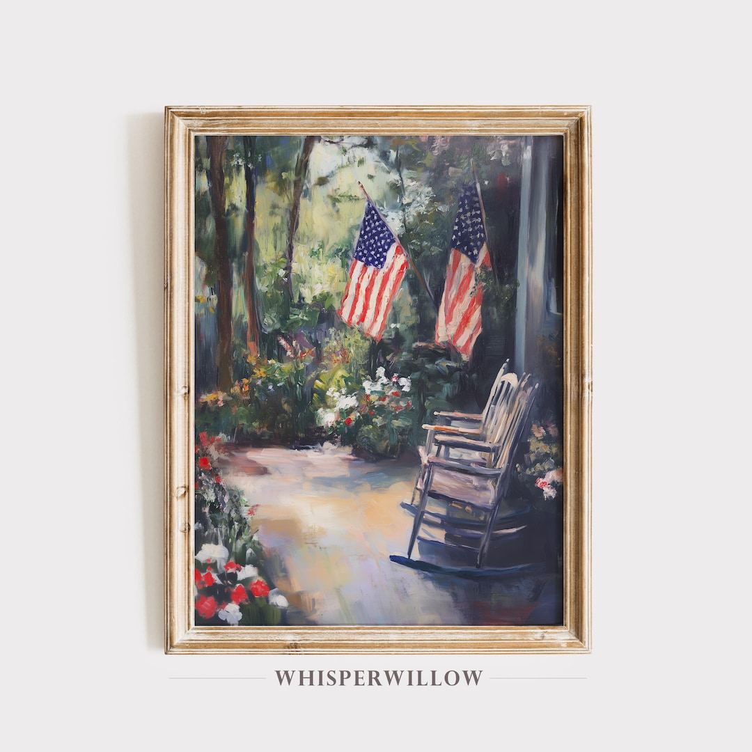 Patriotic American Flag Porch Digital Art, PRINTABLE Download, USA ...