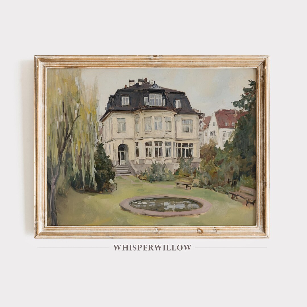 Elegant Vintage Manor Digital Painting, PRINTABLE Download ...
