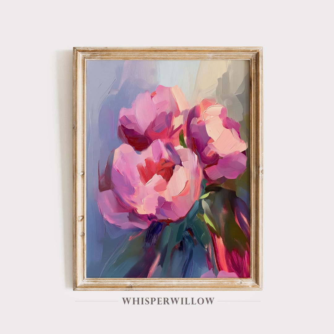 Pink Peonies Abstract Digital Painting, PRINTABLE Download, Elegant ...